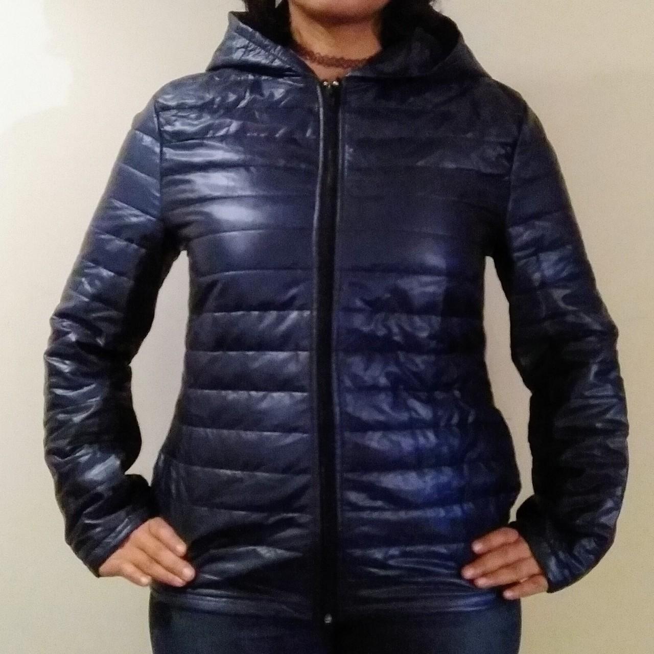 Puffer Jacket Coat Navy blue thin puffer jacket... | Depop