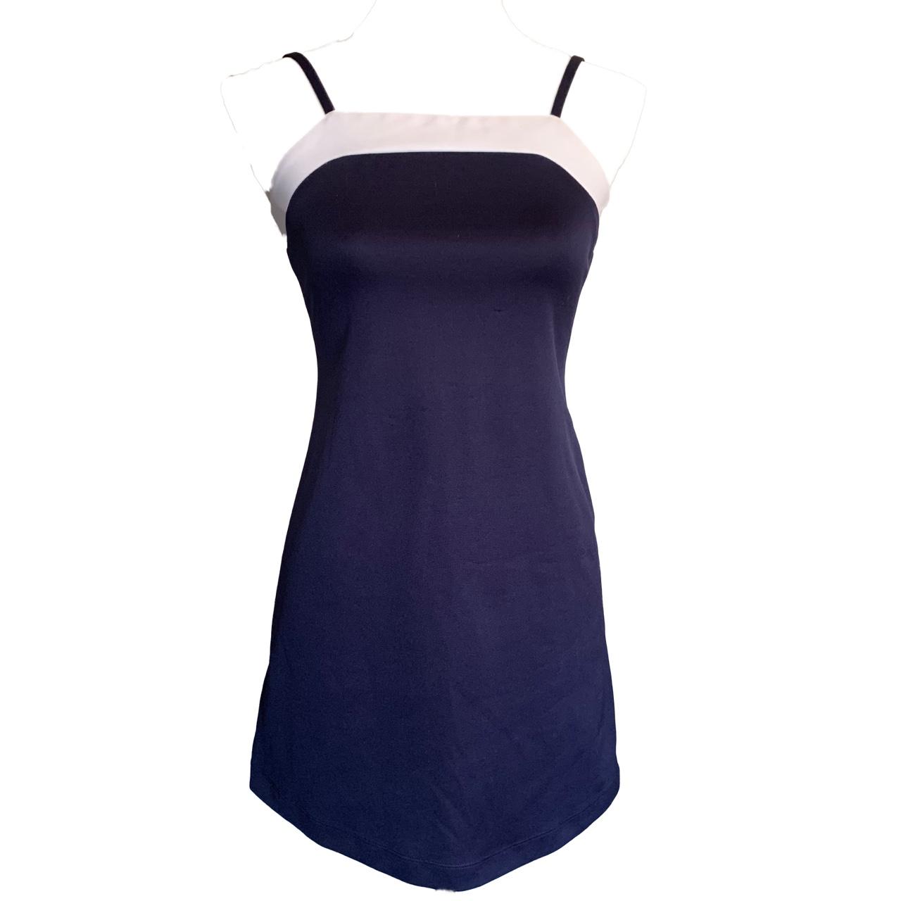 nautical, sailor type dress. White ribbons to tie in... - Depop