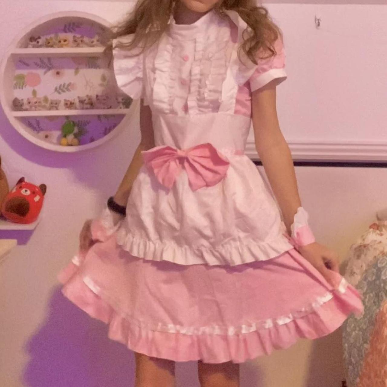 pink maid costume ! comes with dress , apron ,... - Depop