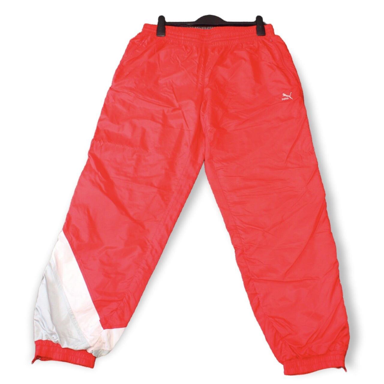 Womens Puma Tracksuit Shell Joggers Bottom Red White... - Depop