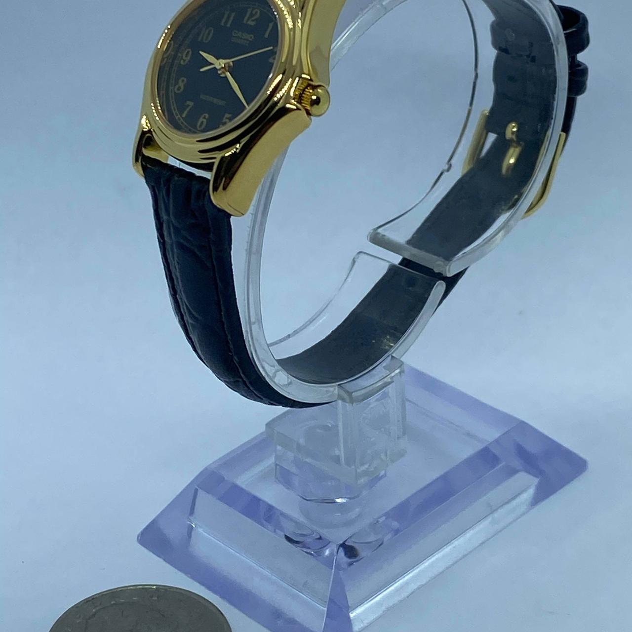 CASIO Small Size in black leather band watch for... - Depop