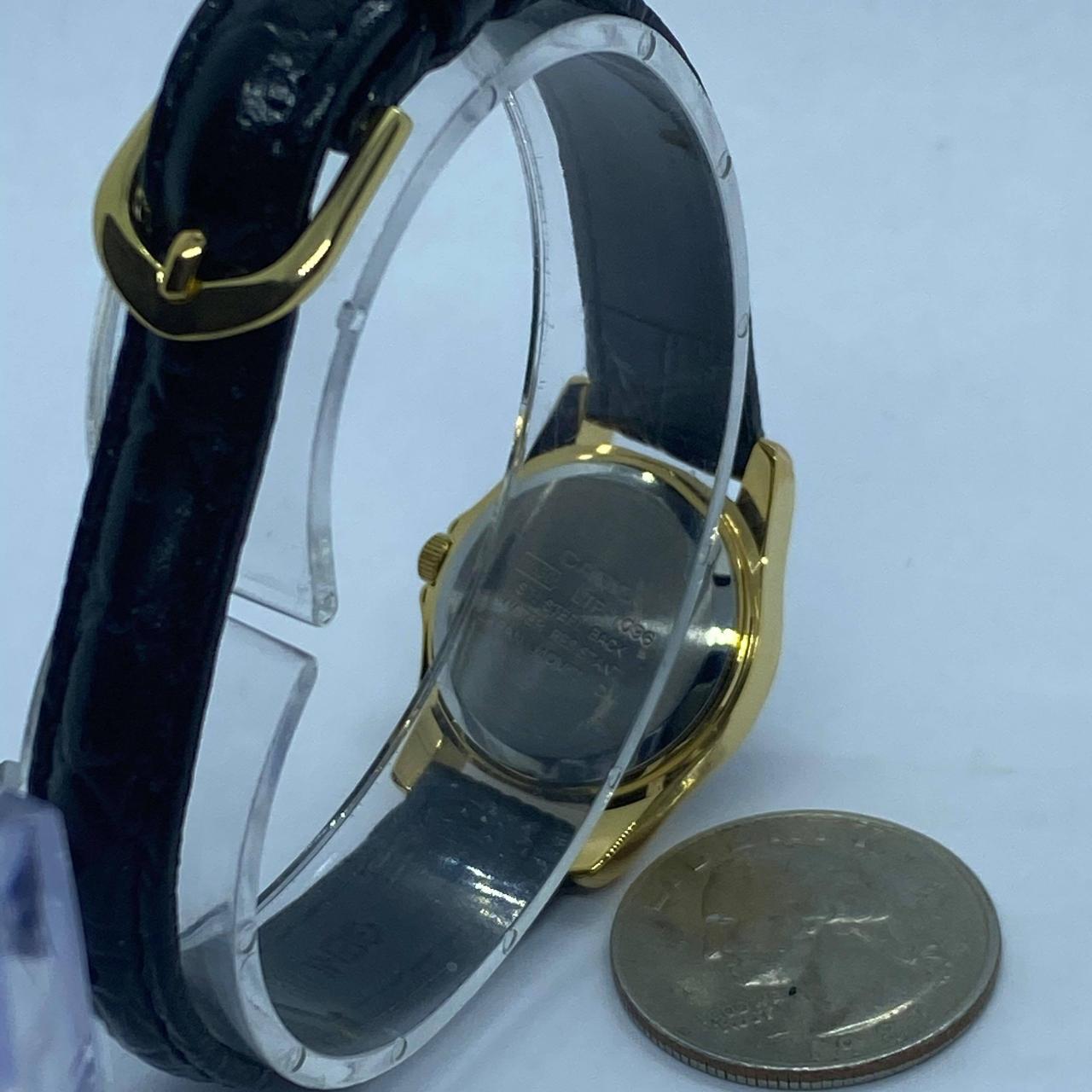 CASIO Small Size in black leather band watch for... - Depop