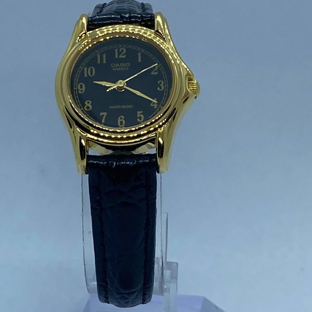 CASIO Small Size in black leather band watch for... - Depop