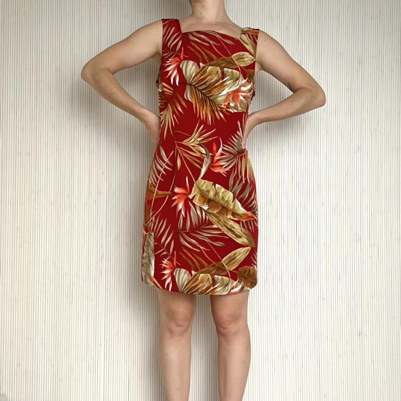 Women's Red and Tan Dress | Depop