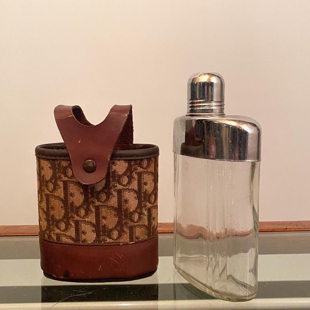 RARE deadstock Vintage Dior Hip Flask. Leather trim... - Depop