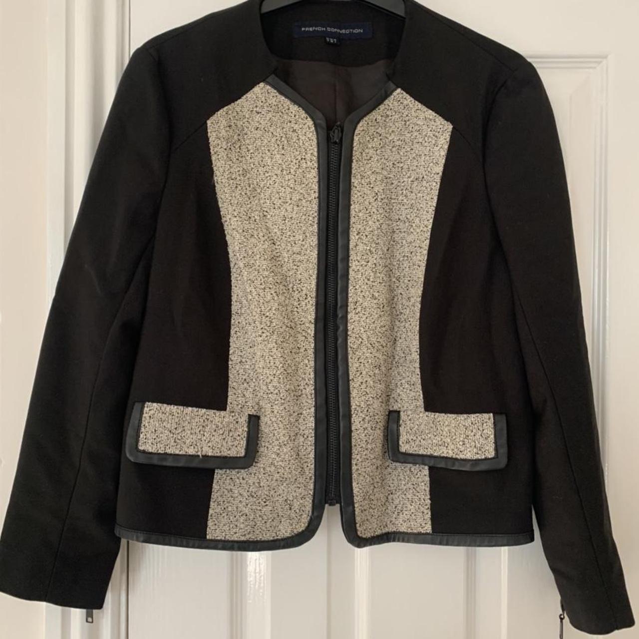 French Connection black and neutral jacket/ blazer... - Depop