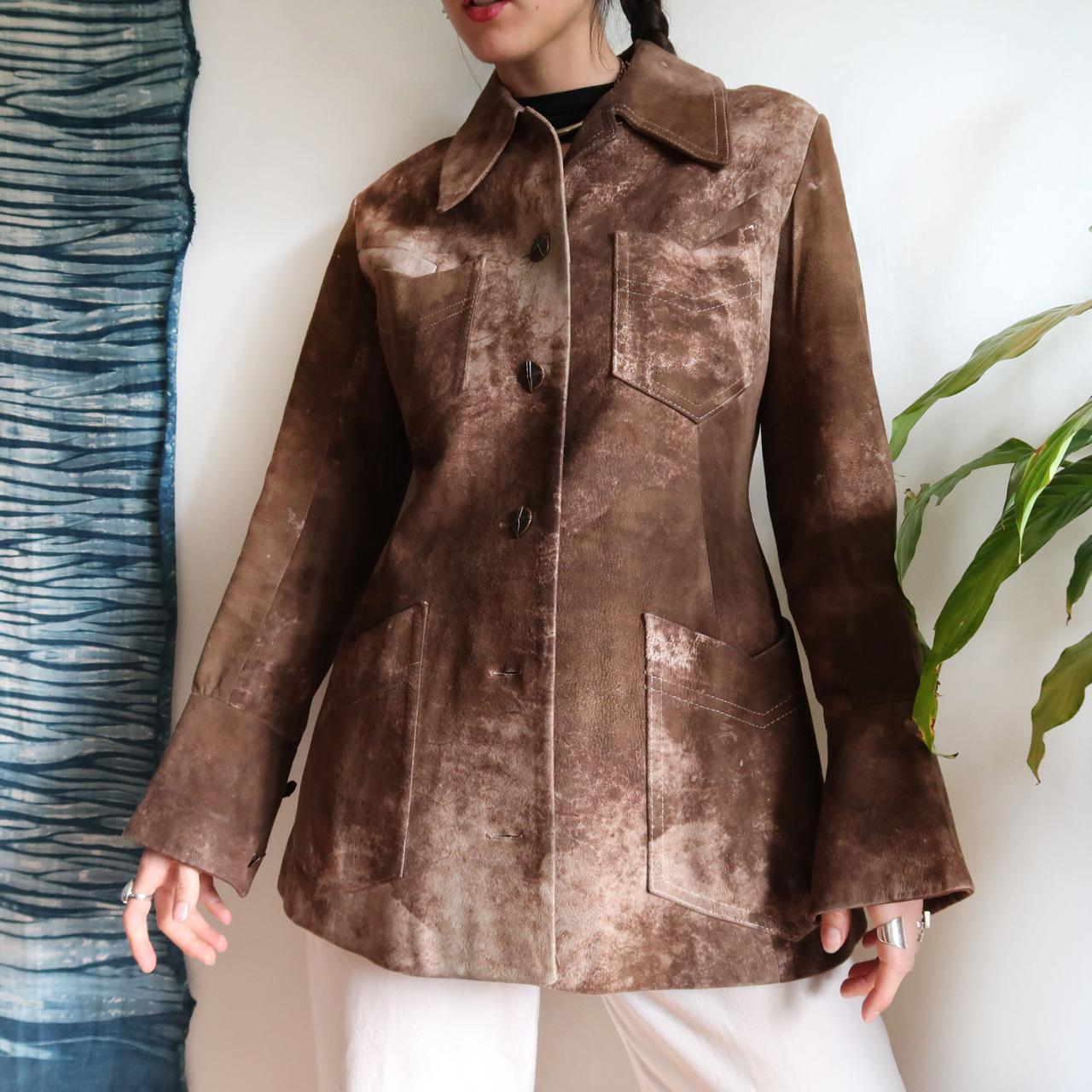 Vintage 1970’s brown mottled leather suede... - Depop