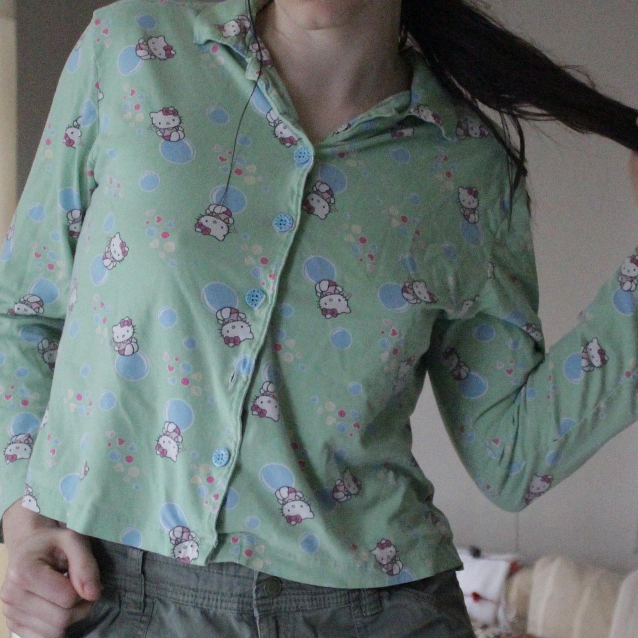 y2k Hello Kitty button up shirt super soft cotton... - Depop
