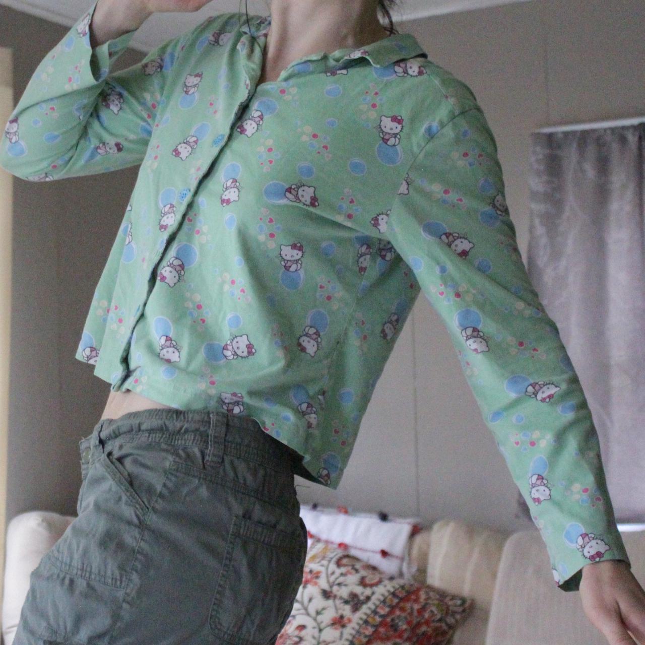 y2k Hello Kitty button up shirt super soft cotton... - Depop