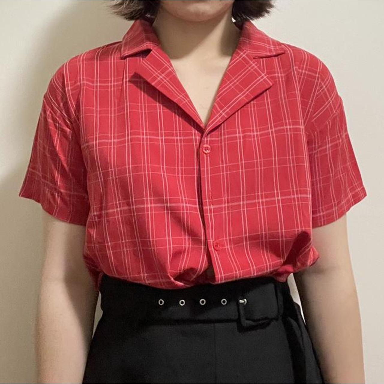 Red short sleeve shirt Wore only once Shipping is... - Depop