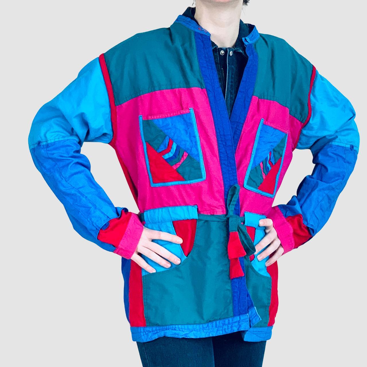 -vintage 80s patchwork “reversible” cloth patched... - Depop