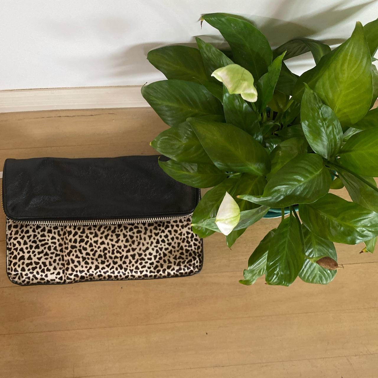 Leopard and Black Leather Clutch Brand: Zoe... - Depop