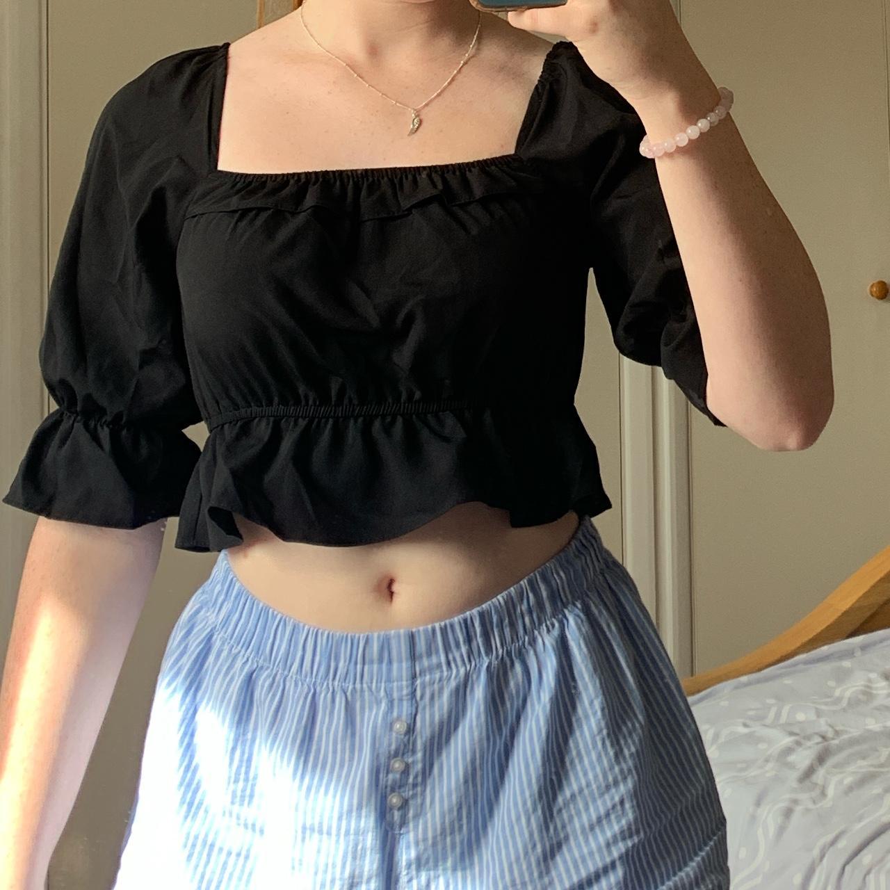 cutest black milkmaid top from urban... - Depop