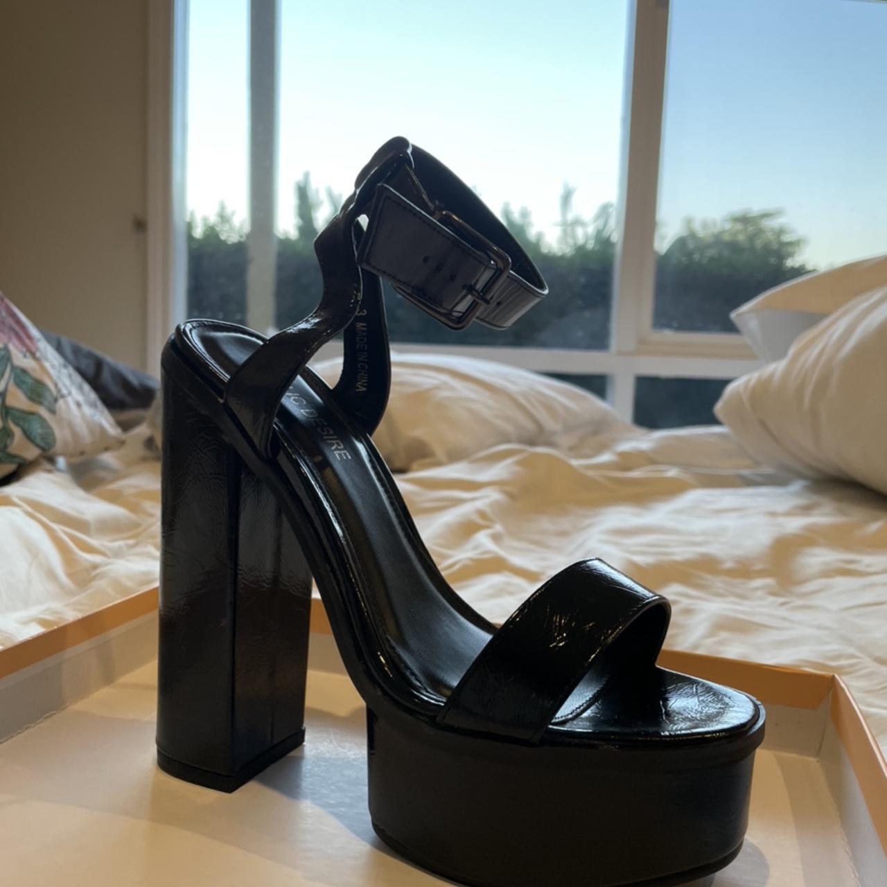 Brand new never worn platform heels. Black... - Depop