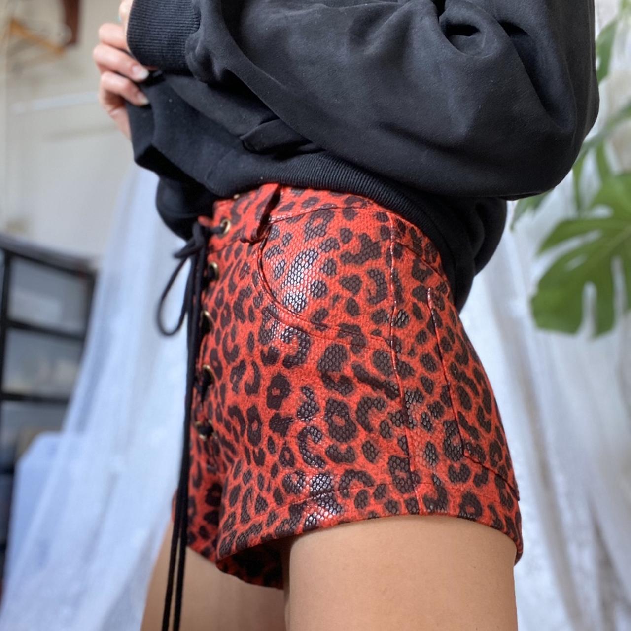 Jagger and stone Red leopard booty shorts Only warn... - Depop