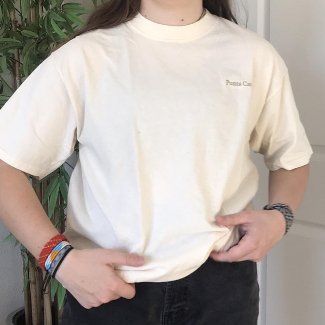 Women's White and Cream T-shirt | Depop