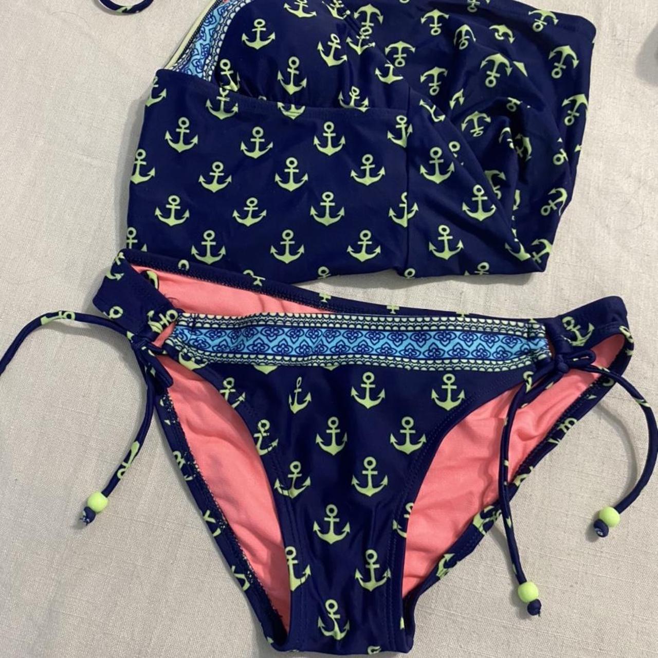 2 piece anchor swimsuit - Depop