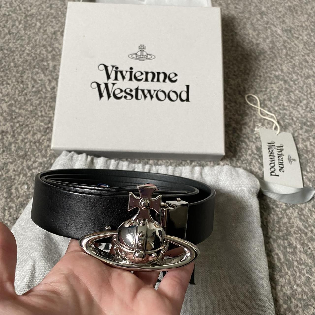 Genuine vivienne westwood belt black with silver orb... - Depop