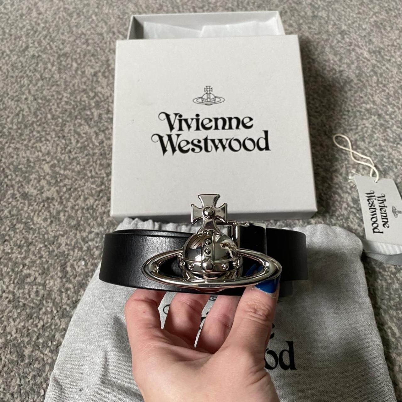 Genuine vivienne westwood belt black with silver orb... - Depop