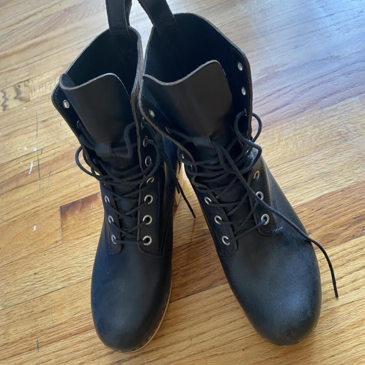 Worn twice Swedish Hasbeens Booties size 38 lace up... - Depop