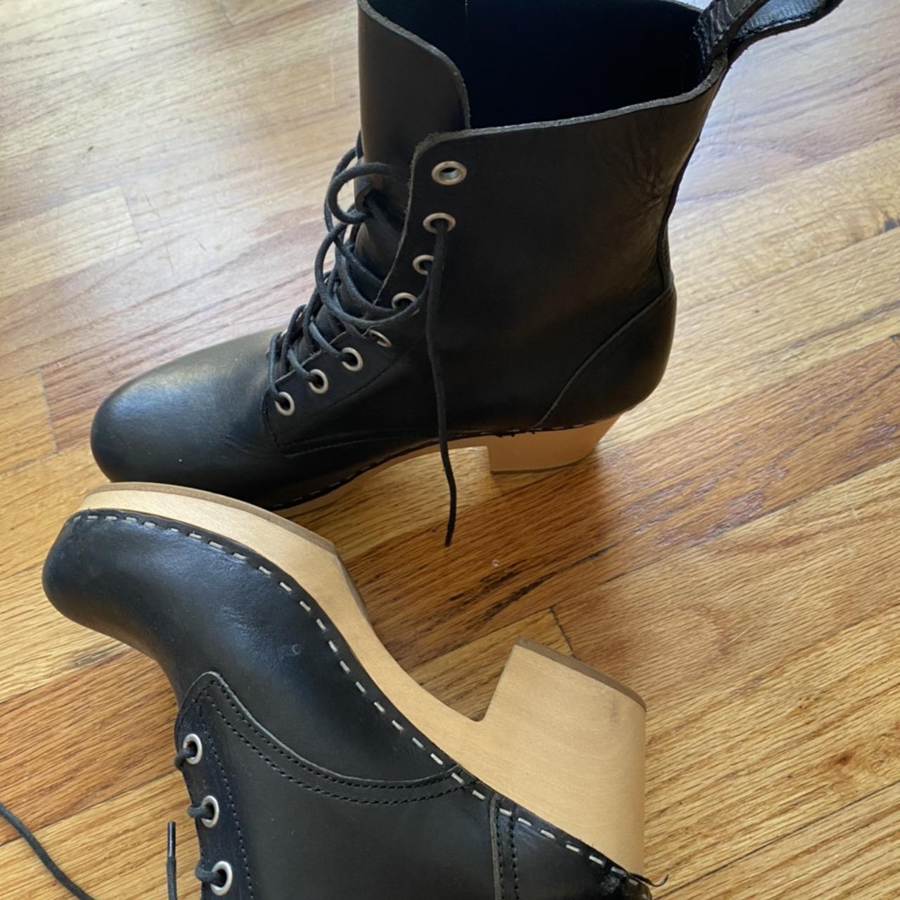 Worn twice Swedish Hasbeens Booties size 38 lace up... - Depop