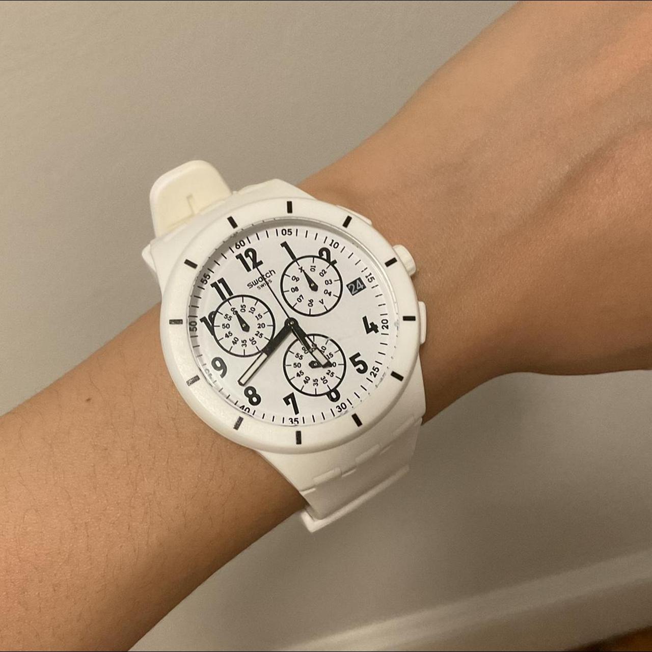 Swatch Women's White Watch | Depop