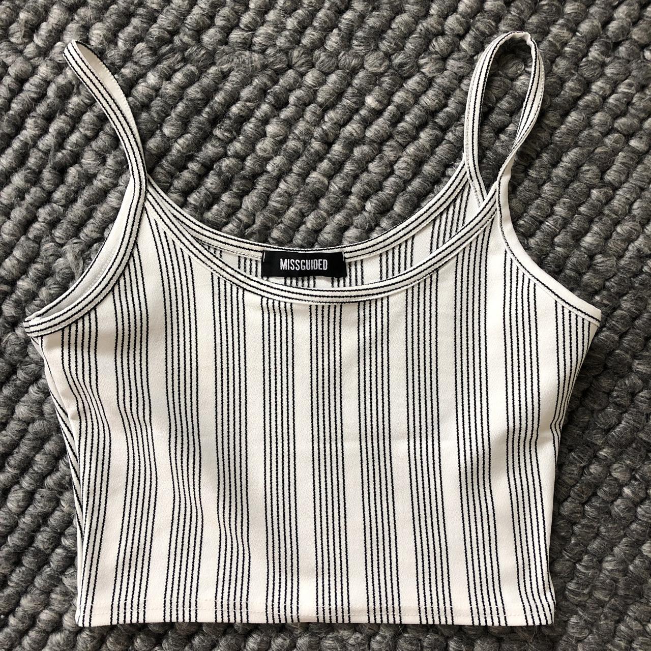 MISSGUIDED stripe crop top, label doesn’t show the... - Depop