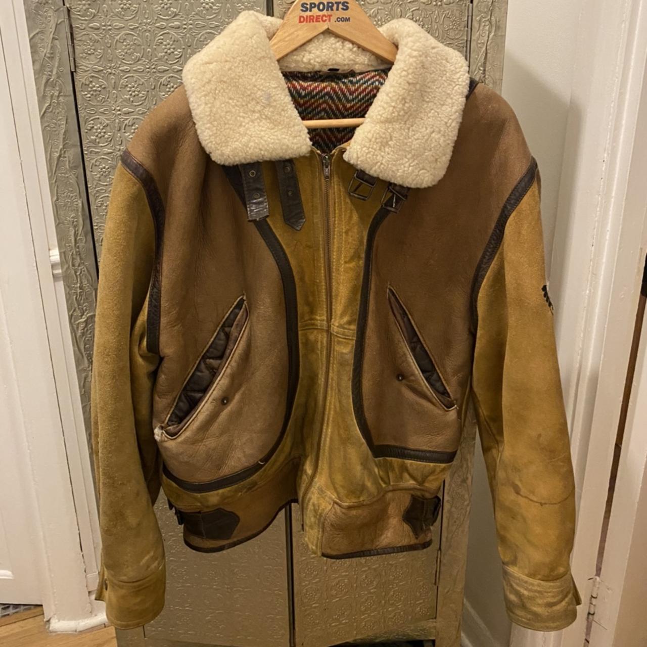 Vintage suede/leather wool bomber/flying jacket... - Depop