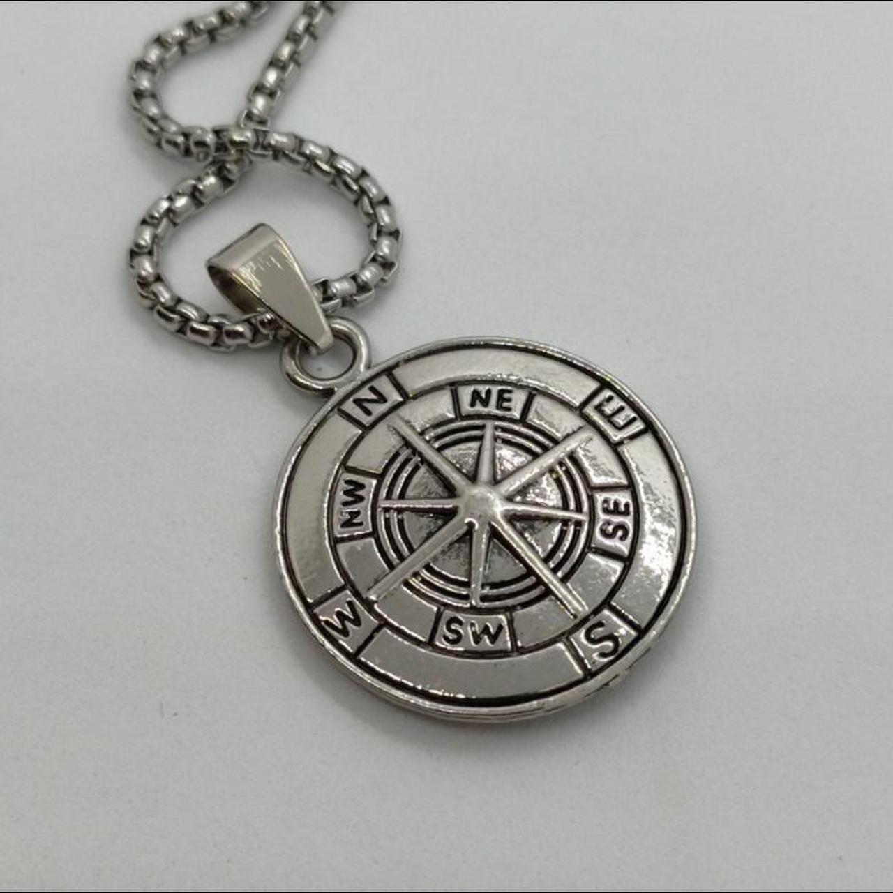 Stainless steel compass chain pendant Length 24... - Depop