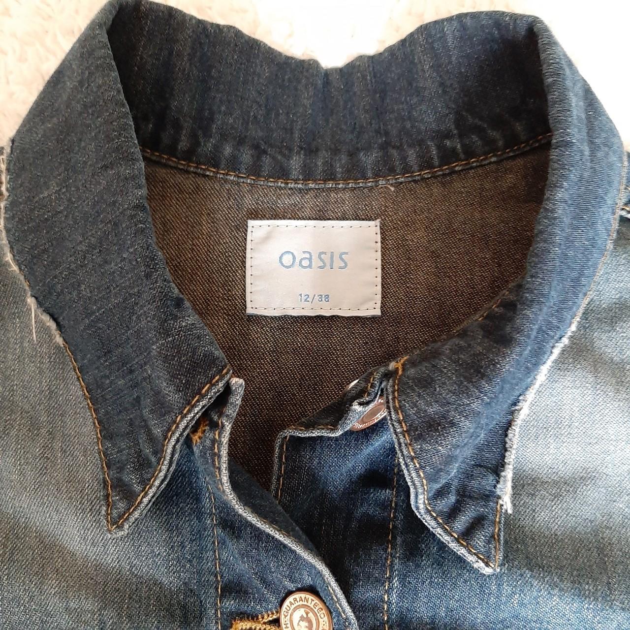 Oasis denim jacket. Front chest pockets. Raw edges... - Depop
