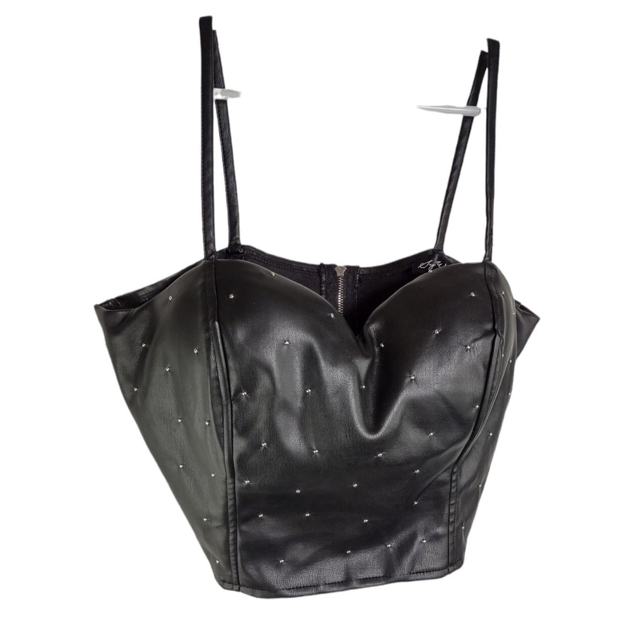 Super sexy bustier! Made of a faux leather with a... - Depop