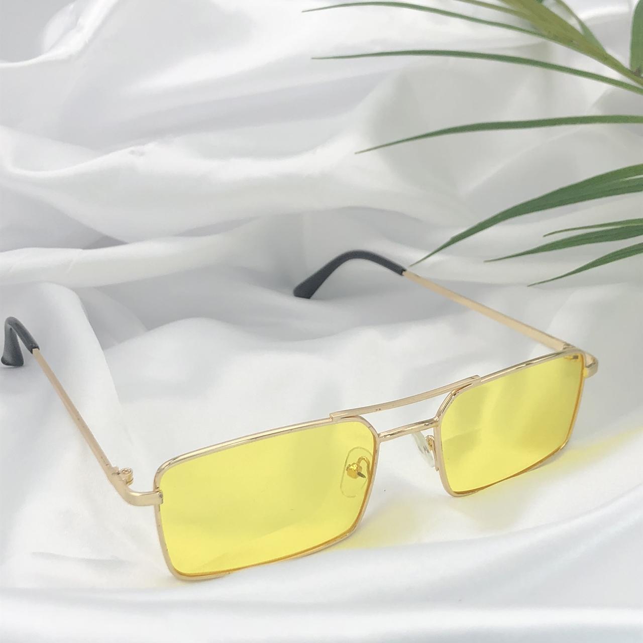 P#: SU054Y JAYDA yellow lense gold detail aviator... - Depop