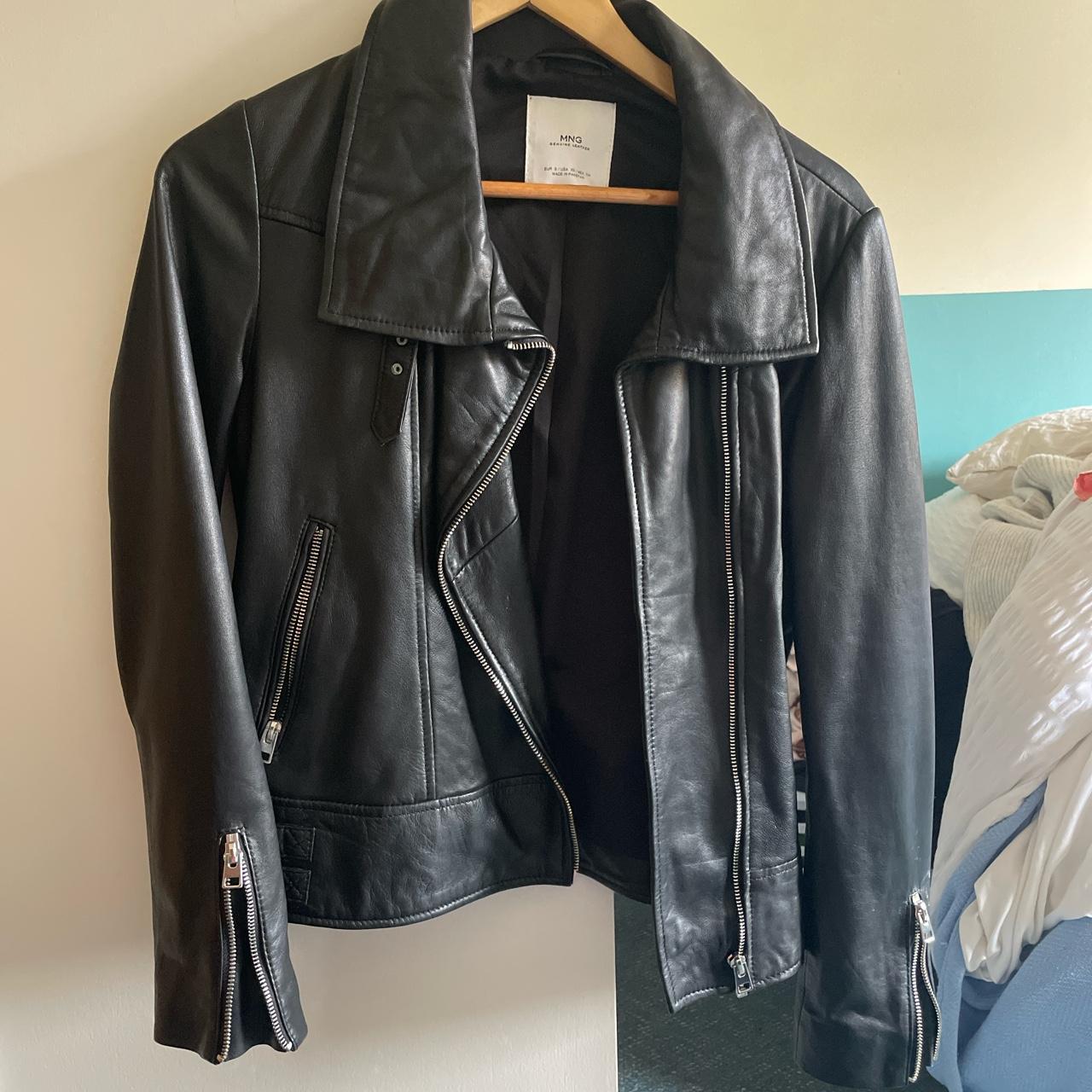 MNG genuine leather jacket. Only worn twice. Size S - Depop