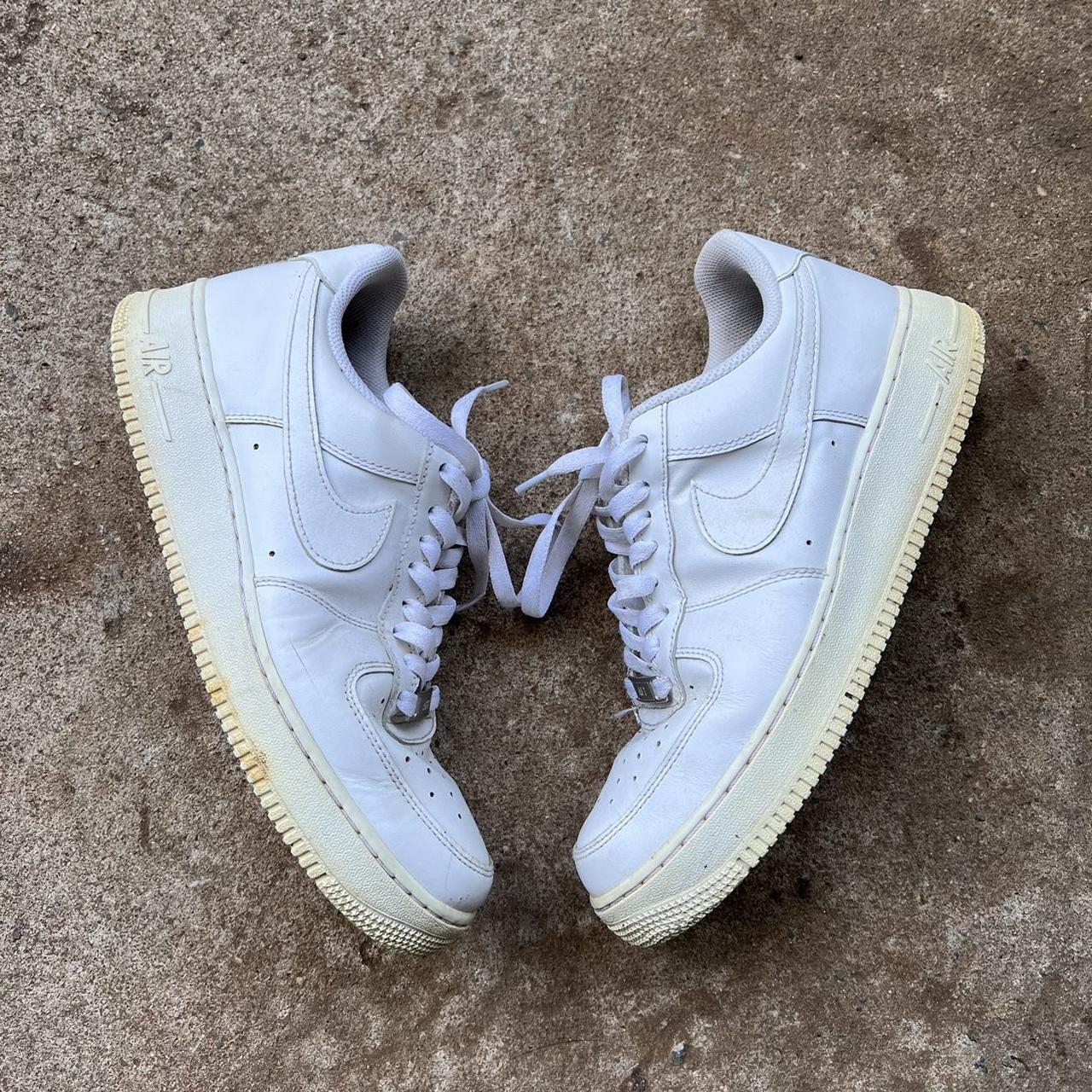 white nike air force one shoe mens tagged as a size... - Depop
