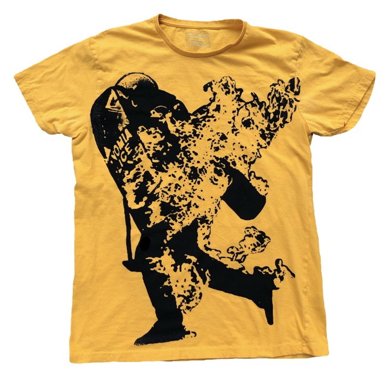 Printed on yellow upcycled shirt Size M+XL #acab... - Depop