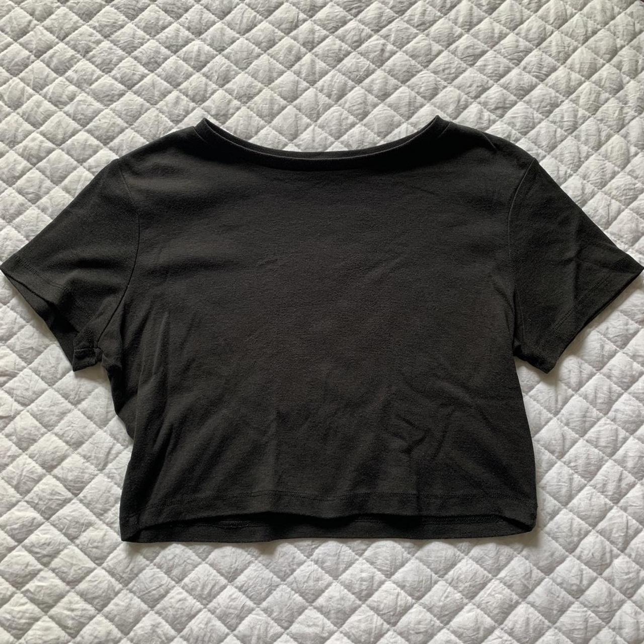 - basic black crop top t-shirt - lightly worn with... - Depop