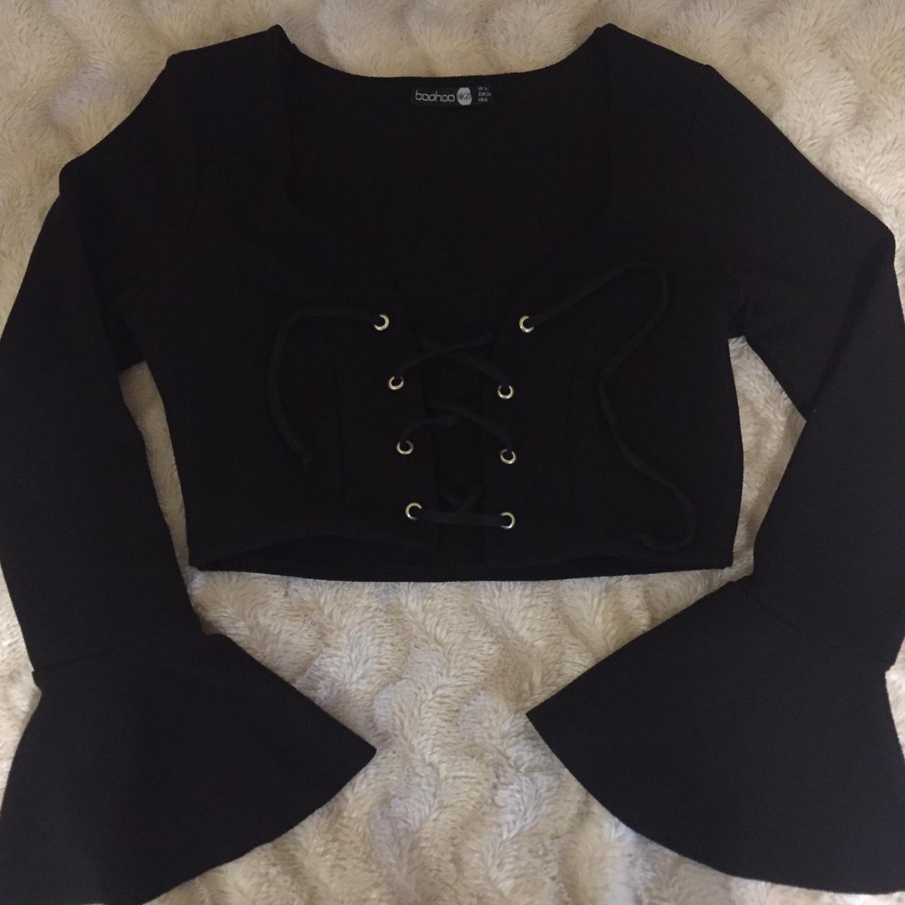 Boohoo flared arms, lace up crop top! Can alter how... - Depop
