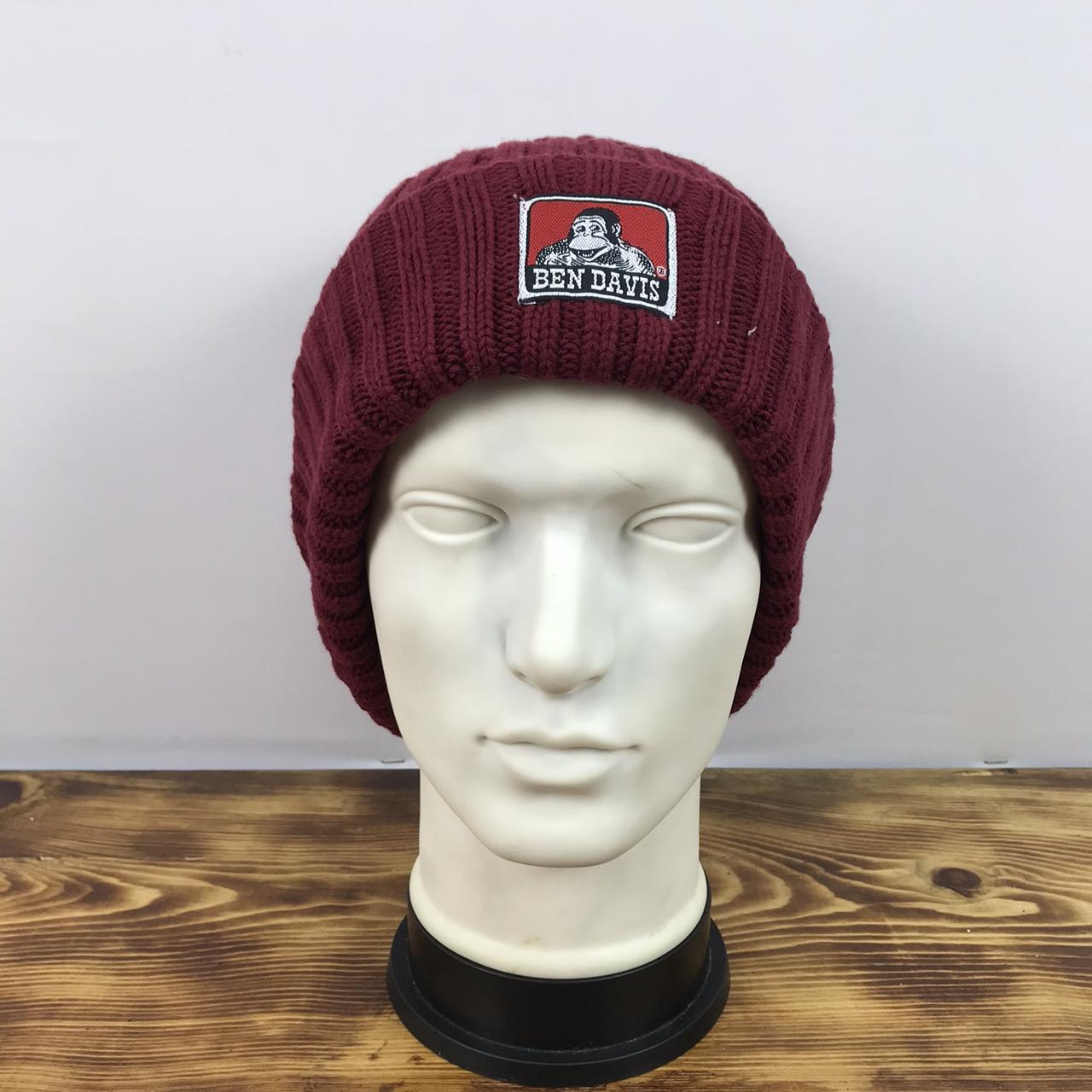 BEN DAVIS Big Logo Solid Maroon Beanie Hat... | Depop