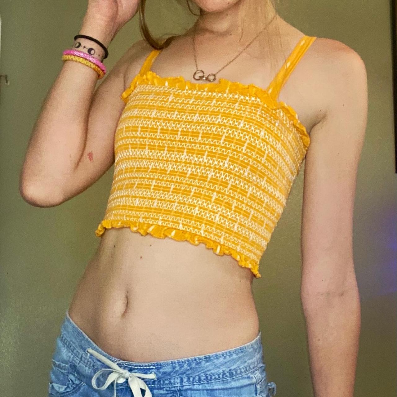 Forever 21 Orange White Crop Top Size Small Like Depop