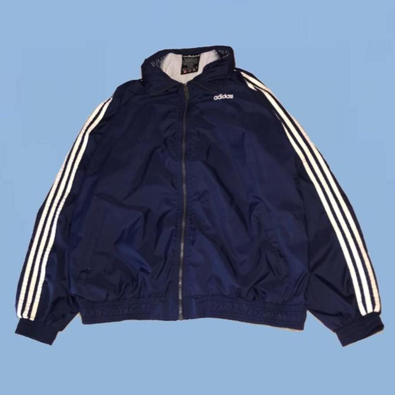 Adidas Men's Navy and White Jacket | Depop