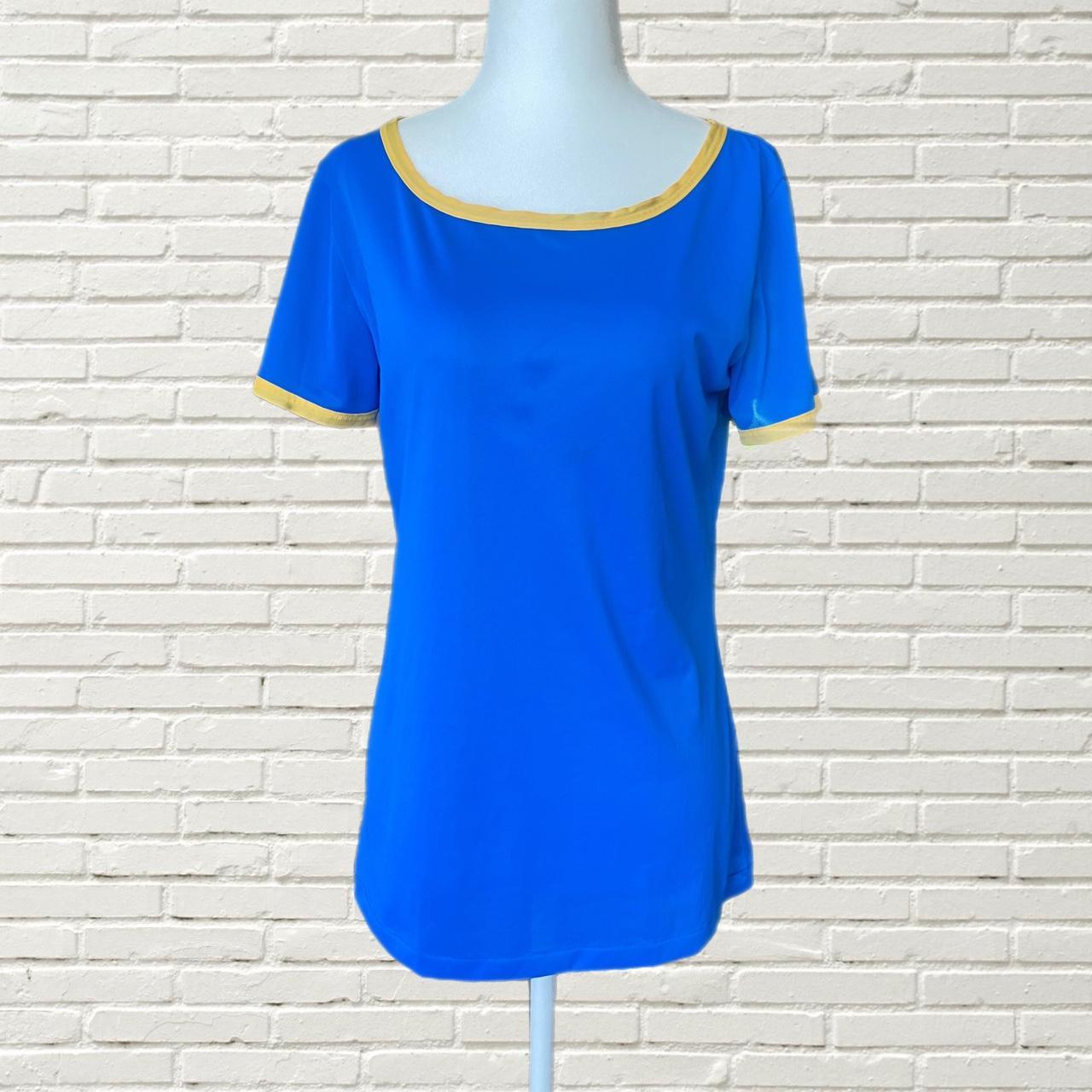 Vintage 70s Mesh Top Blue micro mesh t shirt with... - Depop