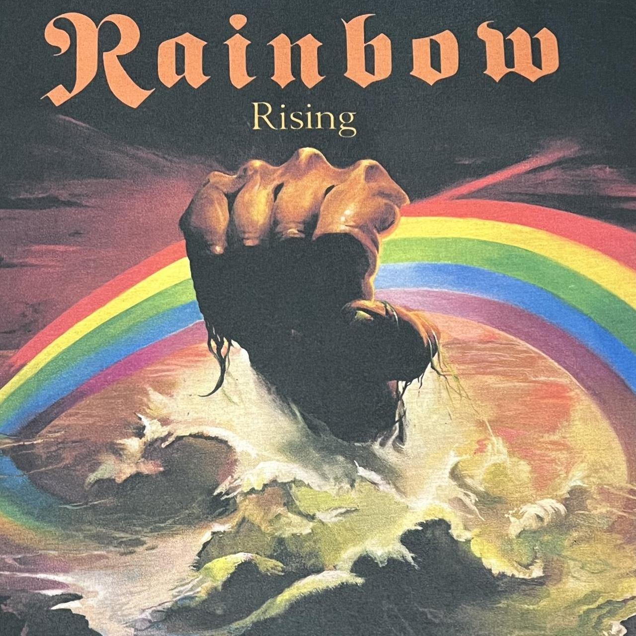 Rainbow “Rising” all over band shirt, printed on a... - Depop