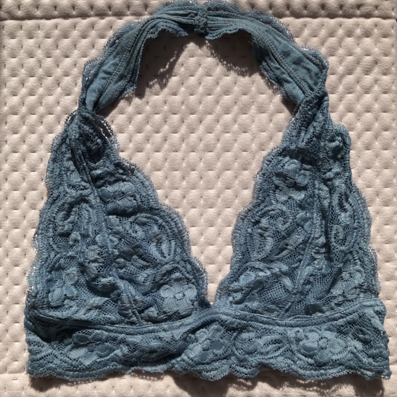 Adorable blue bralette! The halter looks great under... - Depop