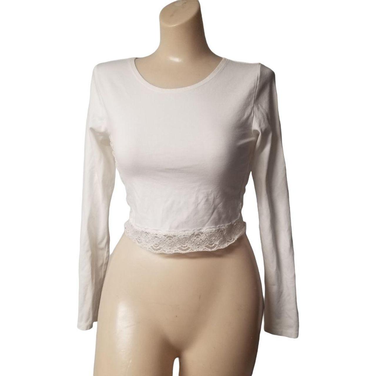 Forever 21 Cream Cropped Top Crop Lace Tirm And Side Depop