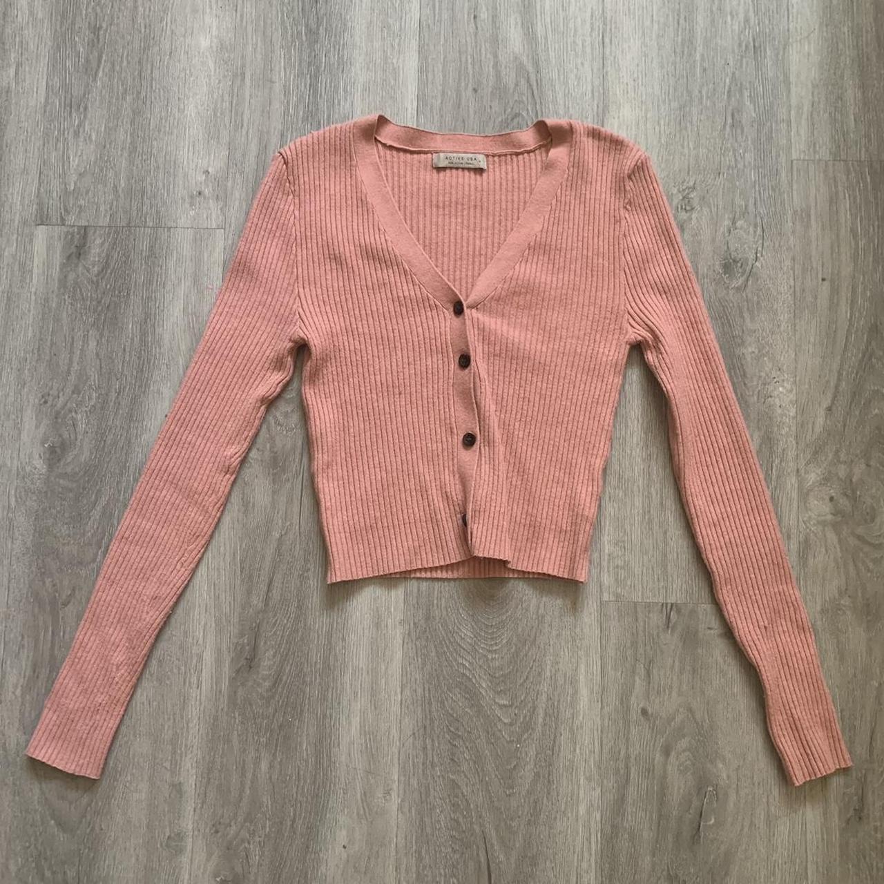 Verge Girl Women's Pink and Brown Cardigan | Depop