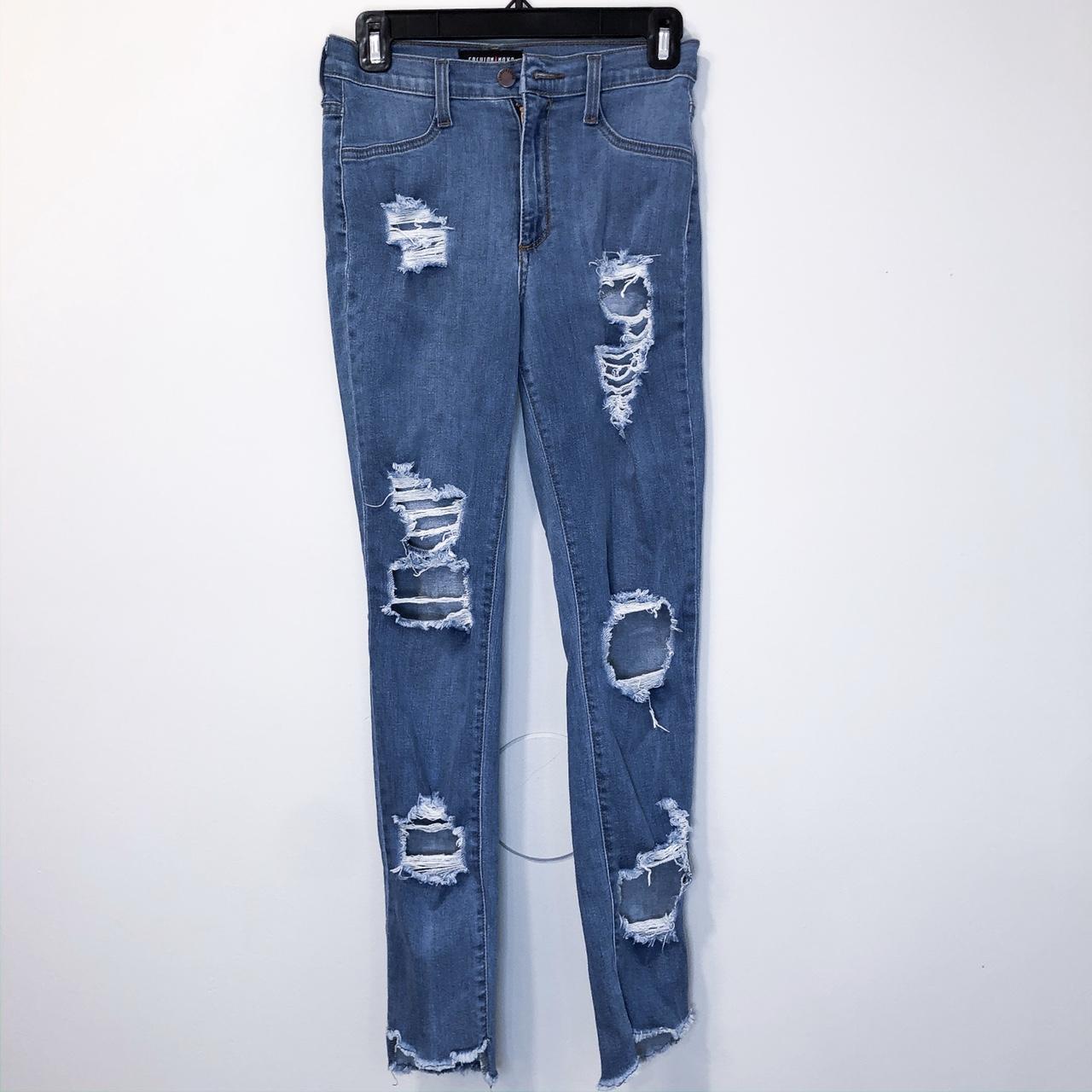 Fashion Nova - Ripped Skinny Jeans Size 7 Excellent... - Depop