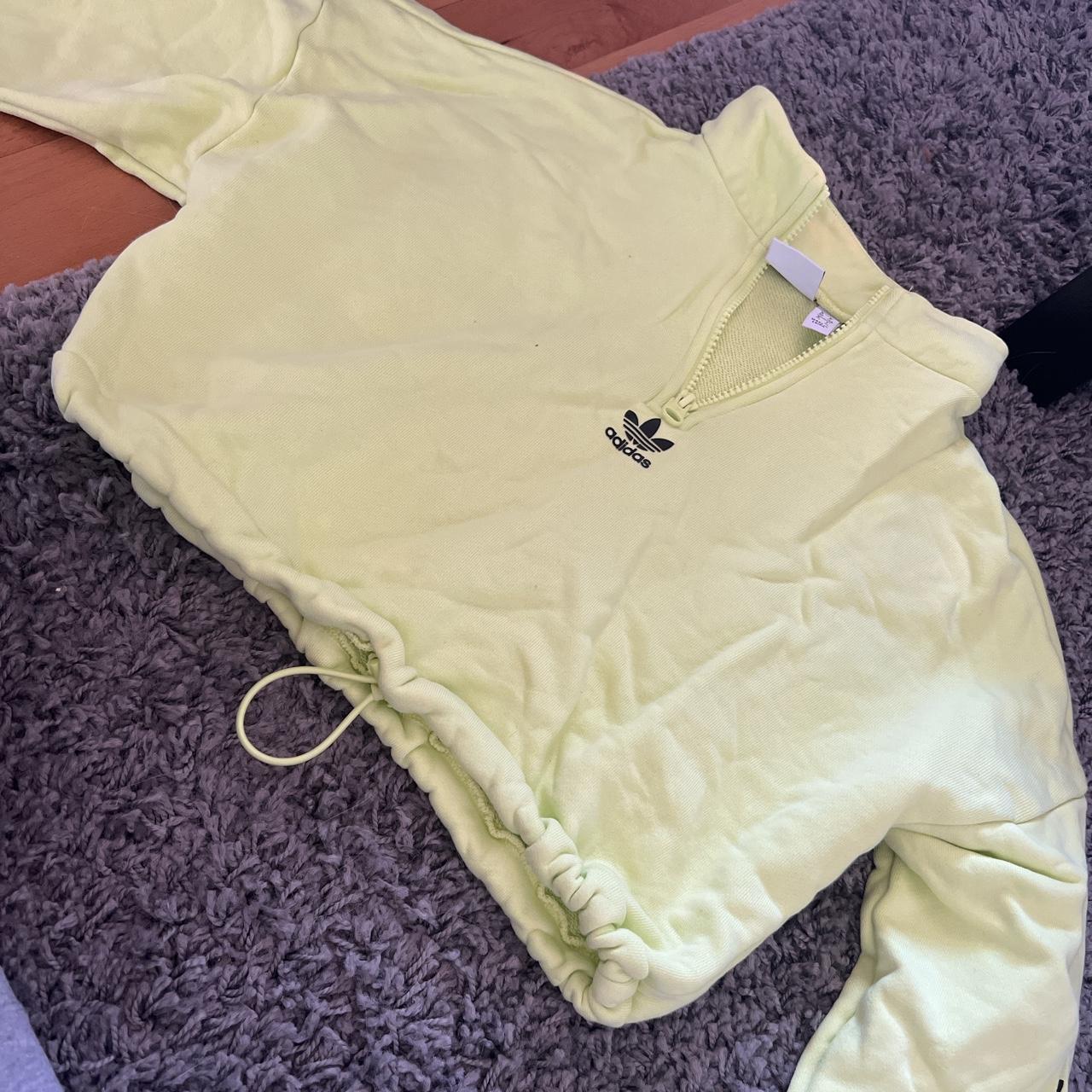 NEON cropped yellow jumper adidas size 4 perfect... - Depop