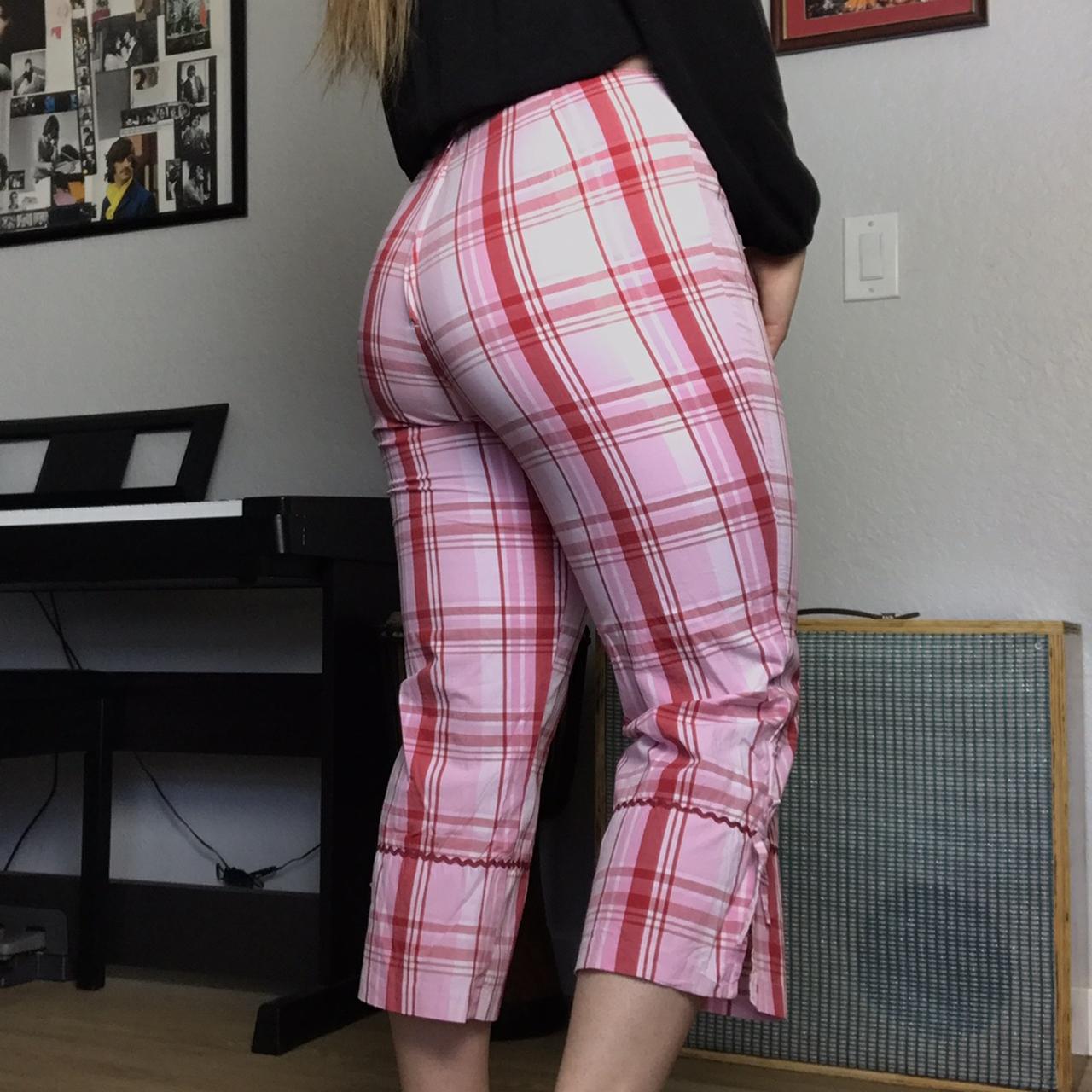Vintage Y2K Kick Flare Capris 🌸 super cute plaid... - Depop