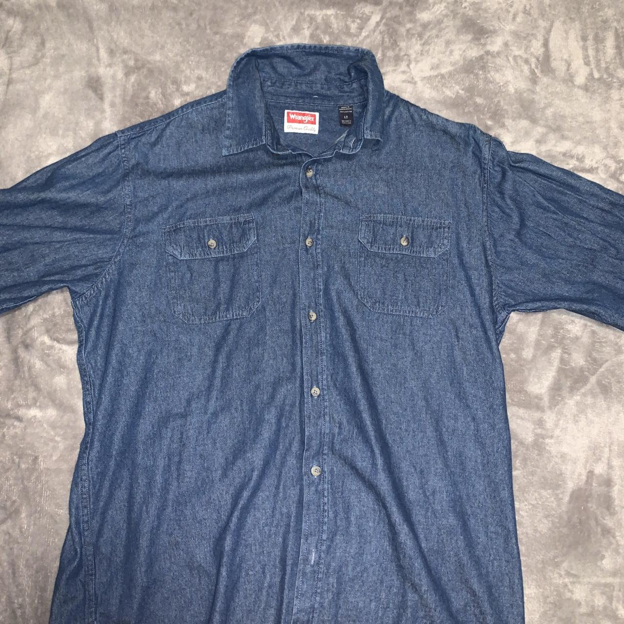 Wrangler Denim Button Up Shirt fits big for large ... - Depop