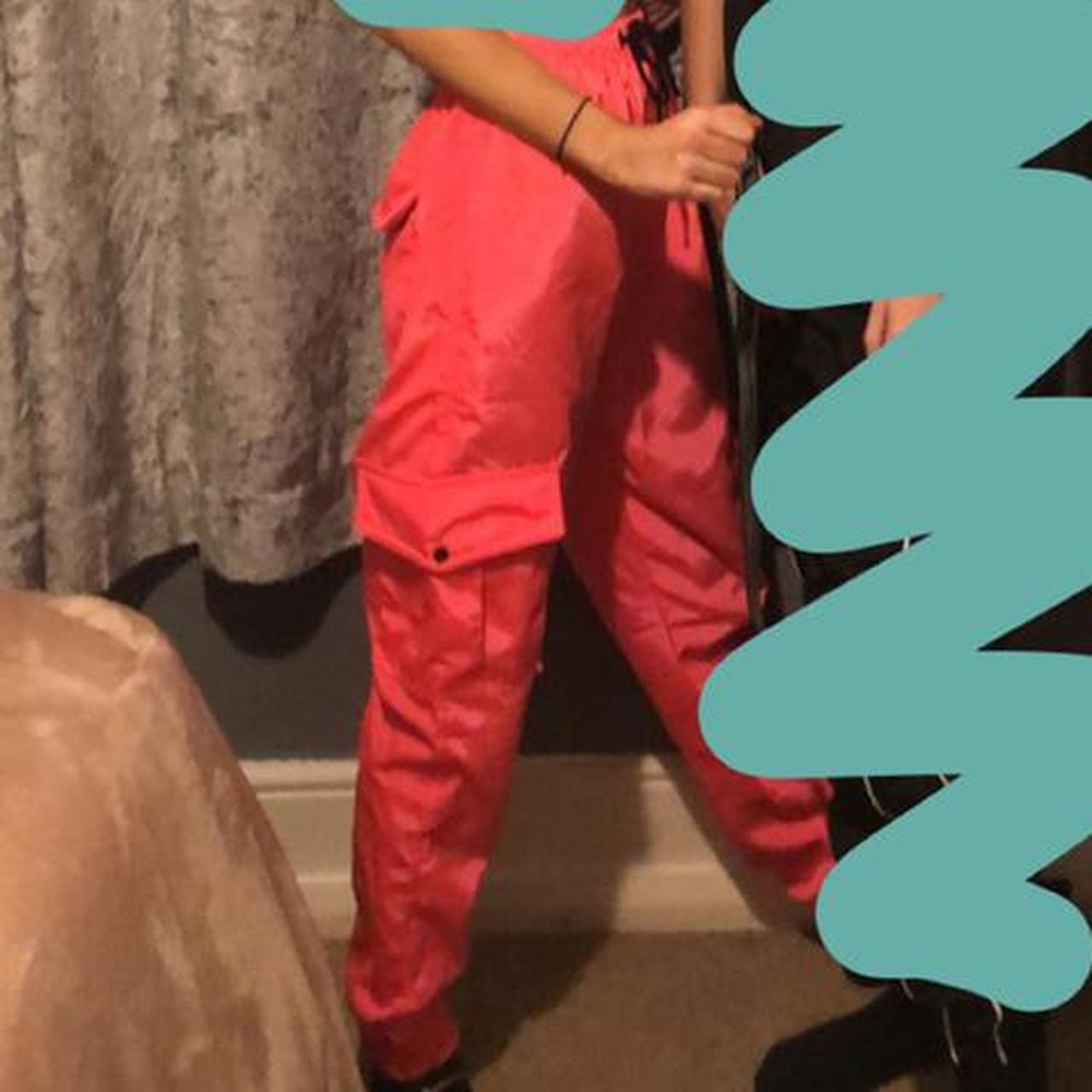 Neon Pink cuffed cargo trousers only worn once... - Depop